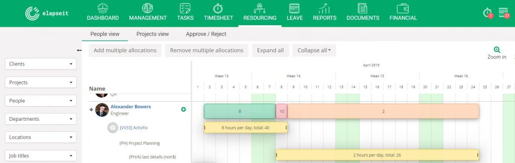 Warning for over-allocated & under-allocated persons | elapseit Help Center