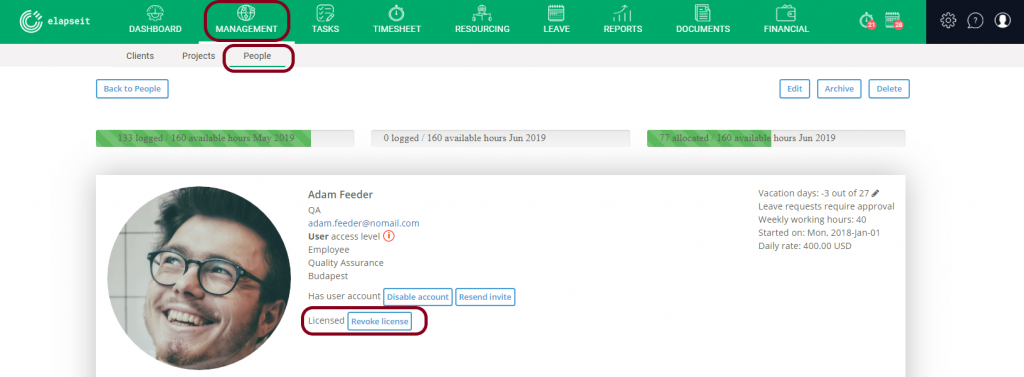 How to deactivate people account | elapseit Help Center